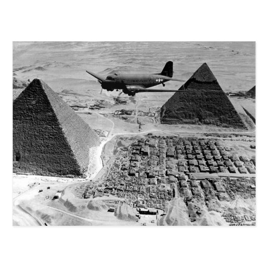 WWII Transport Planes Flying Over Pyramids Postcard | Zazzle.com