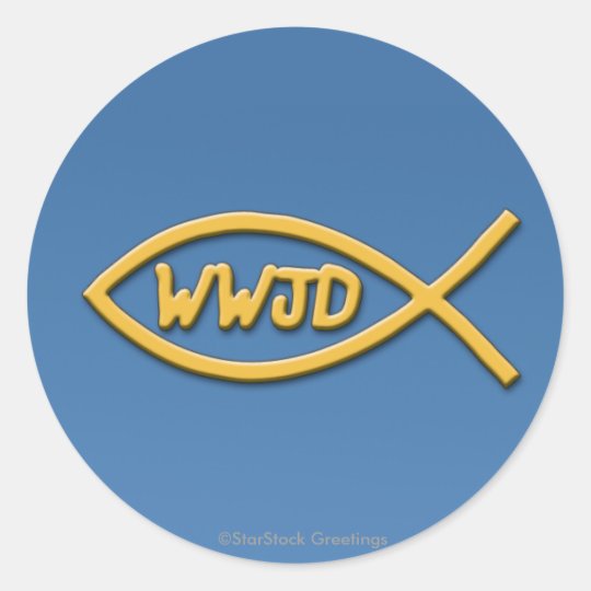 WWJD Fish Symbol Sticker | Zazzle.com