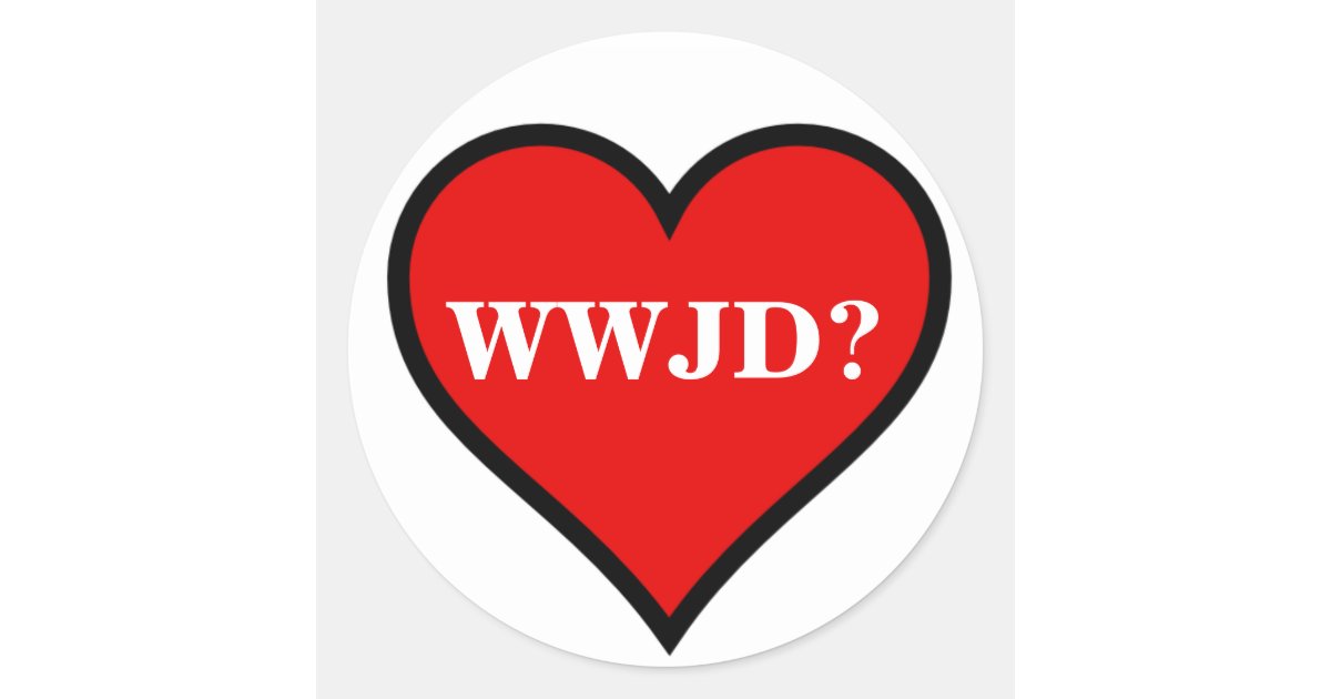 WWJD Heart Classic Round Sticker | Zazzle