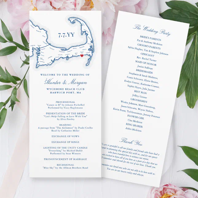 Wychmere Cape Cod Navy Destination Wedding Program | Zazzle
