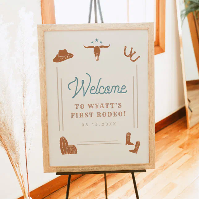 WYNONA Cowboy First Rodeo Birthday Welcome Poster | Zazzle