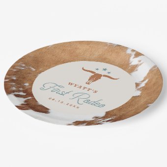 WYNONA First Rodeo Cowboy Birthday Party Paper Plates | Zazzle