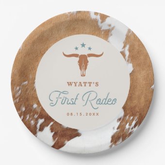WYNONA First Rodeo Cowboy Birthday Party Paper Plates | Zazzle