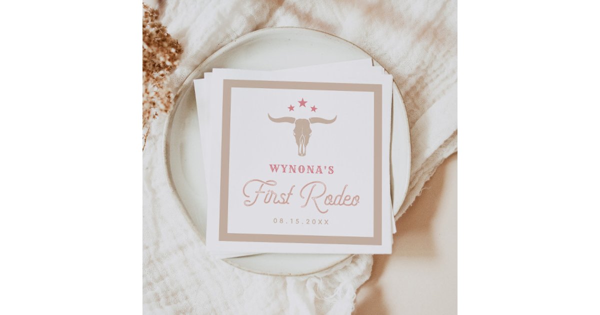 WYNONA Pink Cowgirl First Rodeo Birthday Party Napkins | Zazzle