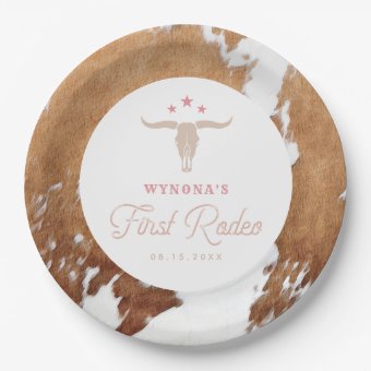 WYNONA Pink Cowgirl First Rodeo Birthday Party Paper Plates | Zazzle