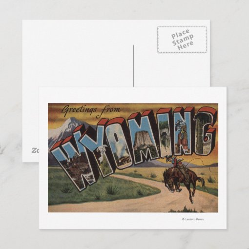 Wyoming (Cowboy)Large Letter ScenesWyoming Postcard | Zazzle