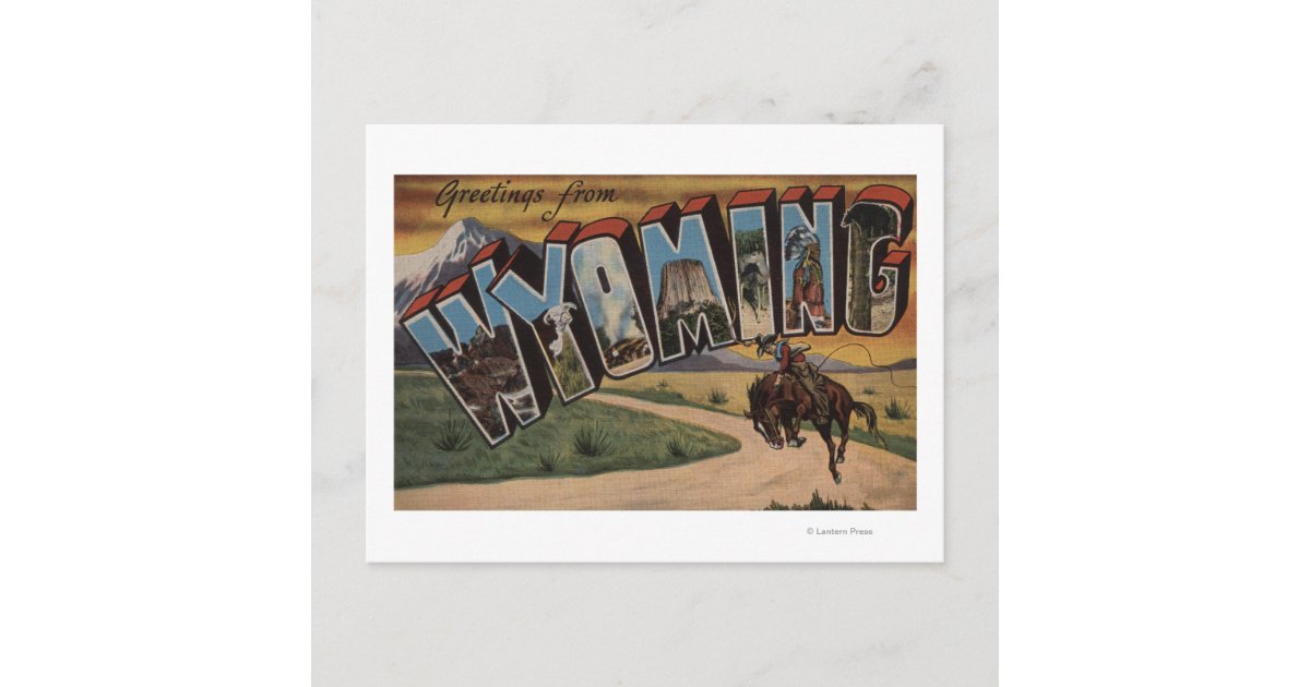 Wyoming (Cowboy)Large Letter ScenesWyoming Postcard | Zazzle