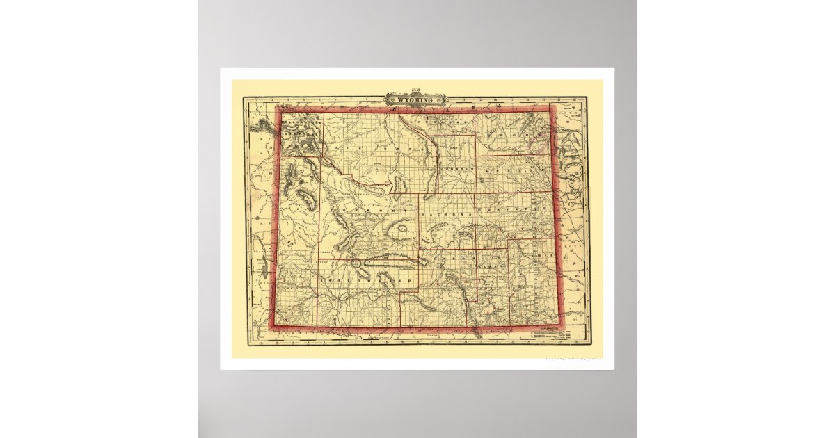 Wyoming Railroad & Town Map 1895 Poster | Zazzle