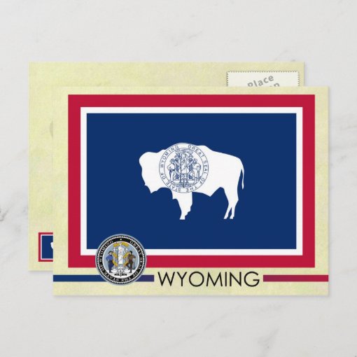 Wyoming State Flag and Seal Postcard | Zazzle