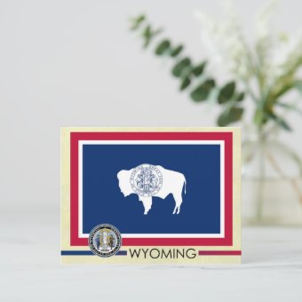 Wyoming State Flag and Seal Postcard | Zazzle