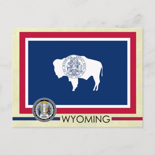 Wyoming State Flag and Seal Postcard | Zazzle.com