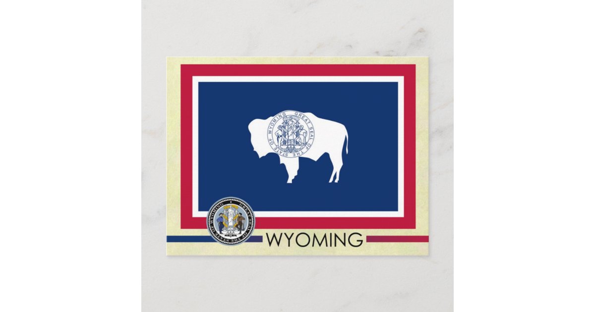 Wyoming State Flag and Seal Postcard | Zazzle
