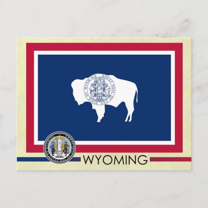 Wyoming State Flag and Seal Postcard | Zazzle.com