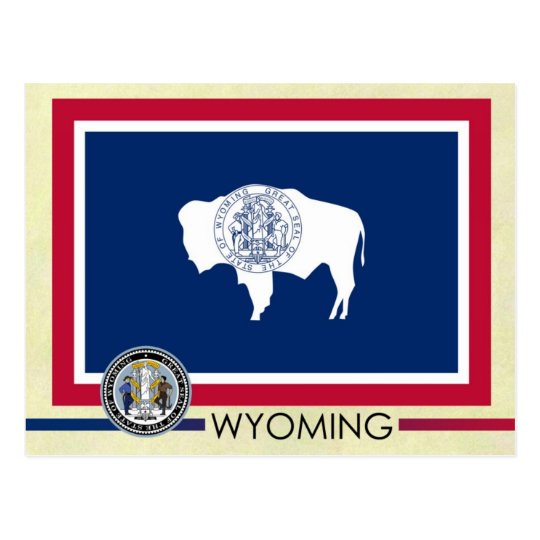 Wyoming State Flag and Seal Postcard | Zazzle.com