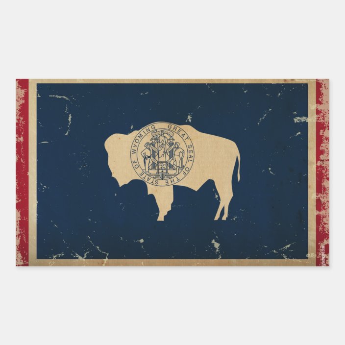Wyoming State Flag VINTAGE Rectangular Sticker | Zazzle.com