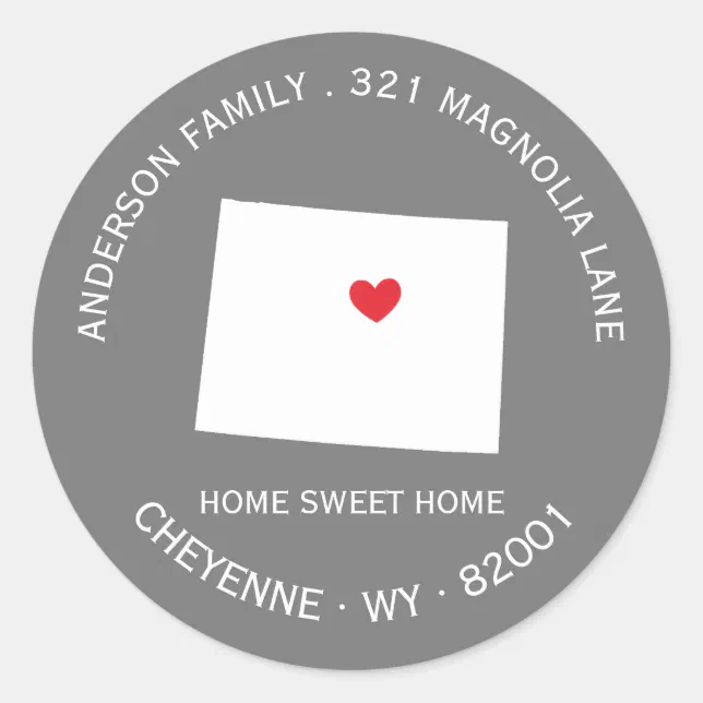 WYOMING State | New Home Address Label Sticker | Zazzle