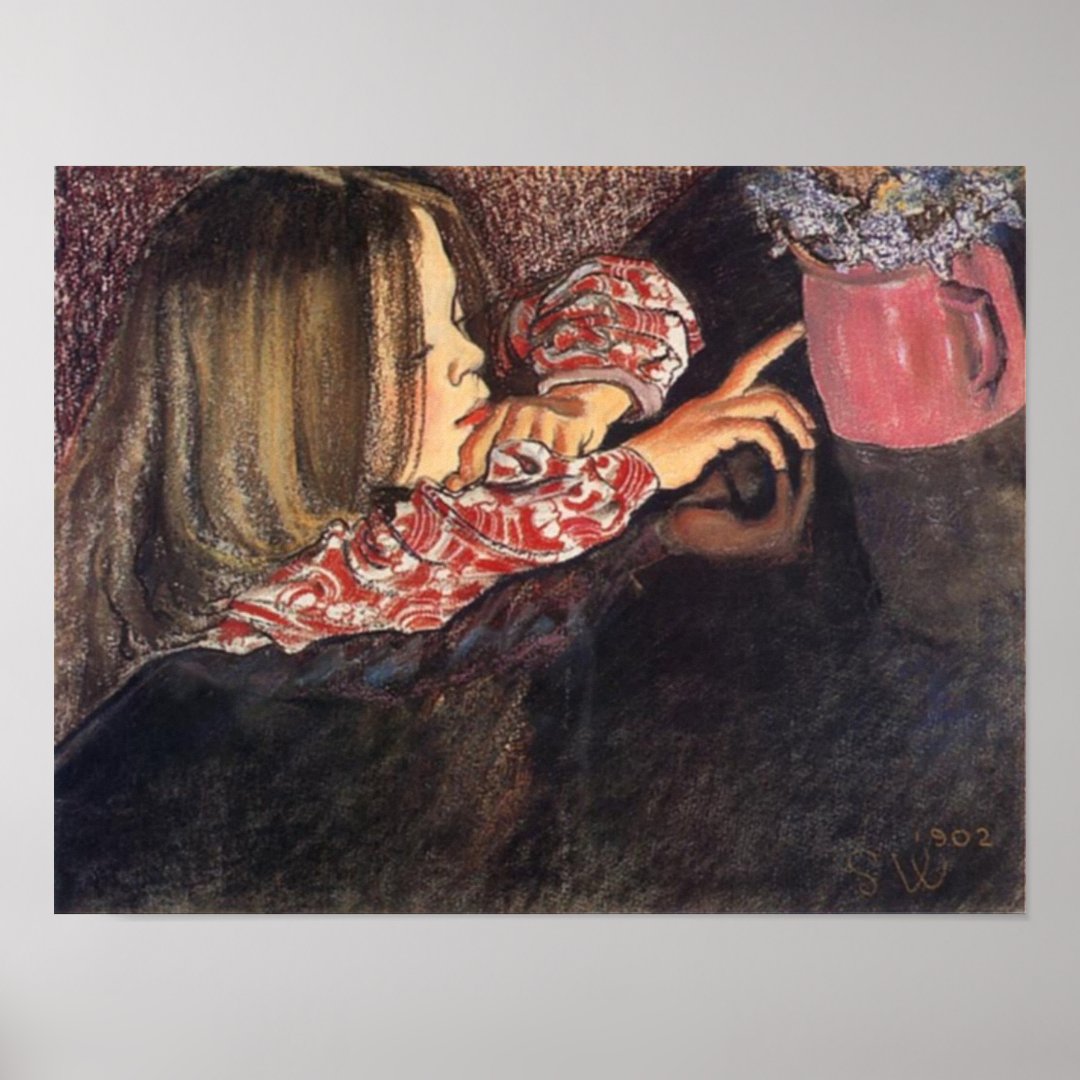 Wyspianski, Helenka with a Vase of Flowers, 1902 Poster | Zazzle
