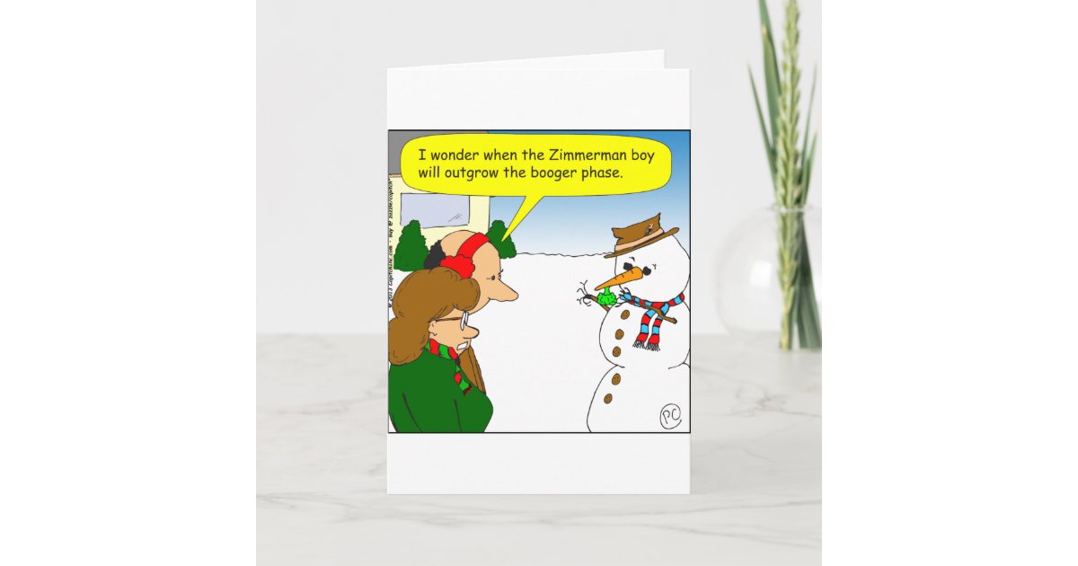 x11 snowman booger cartoon holiday card | Zazzle