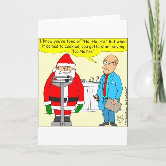 x63 santa say no no no to cookies cartoon holiday card | Zazzle.com