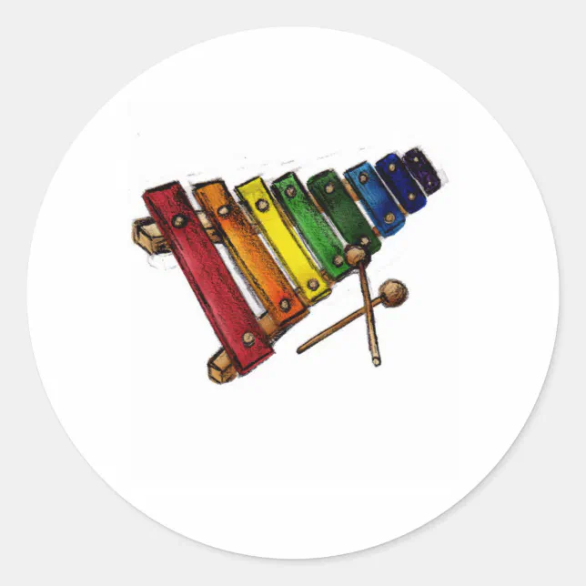 X is for Xylophone Classic Round Sticker | Zazzle