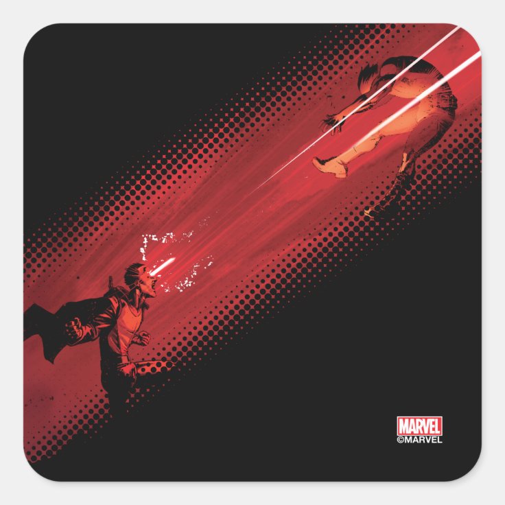 X-Men | Cyclops Blasts Wolverine Square Sticker | Zazzle