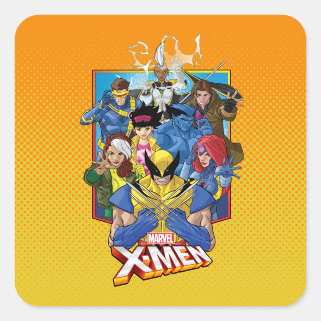 X-Men | Group Badge With Logo Square Sticker | Zazzle