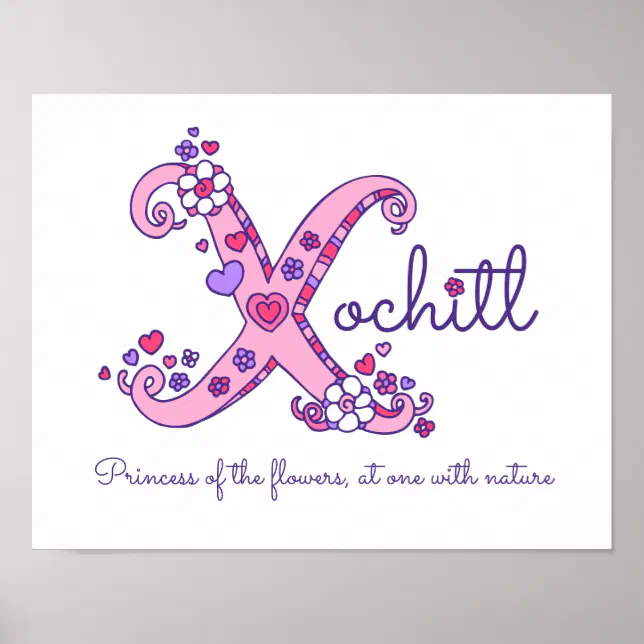 X monogram art Xochitl girls name meaning poster | Zazzle