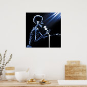 X-RAY VISION SKELETON SINGING ON RETRO MIC - BLUE POSTER | Zazzle