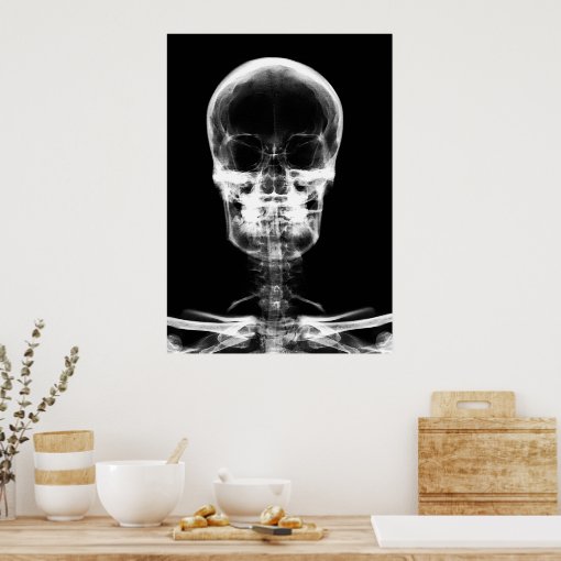 X-RAY VISION SKELETON SKULL - B&W POSTER | Zazzle