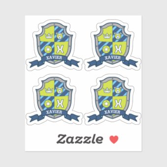 Xavier initial letter X custom name bear crest Sticker | Zazzle