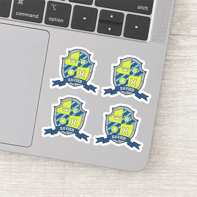 Xavier initial letter X custom name bear crest Sticker | Zazzle
