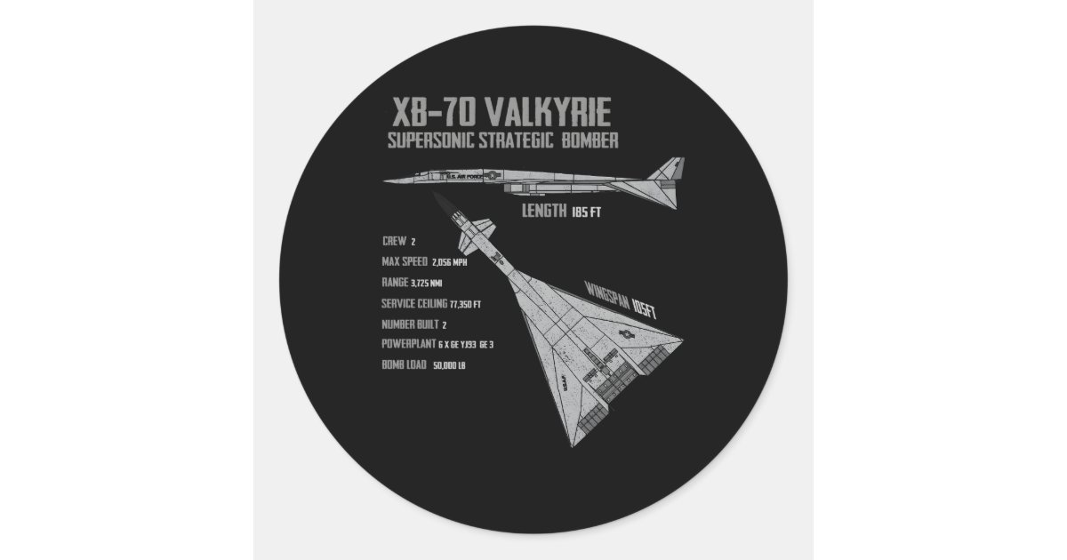 Xb-70 Valkyrie Classic Round Sticker | Zazzle