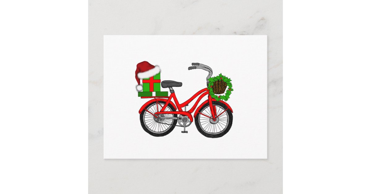 xmas bike holiday postcard | Zazzle