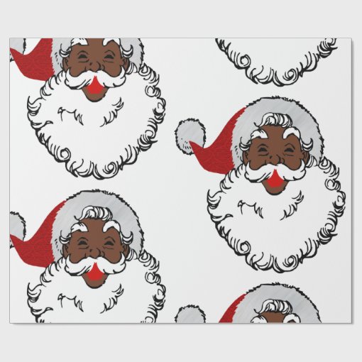 xmas black santa claus wrapping paper | Zazzle