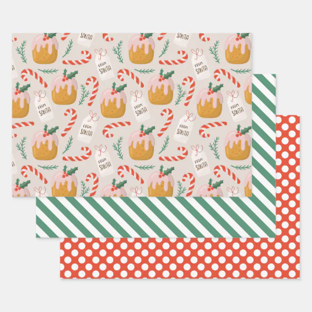 Xmas Cake Pattern Cute Holiday Christmas Wrapping Paper Sheets | Zazzle