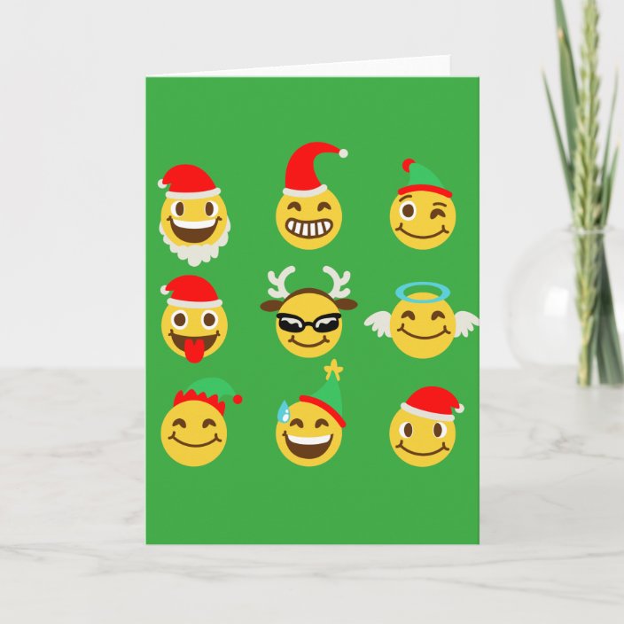 xmas emoji happy faces holiday card | Zazzle.com