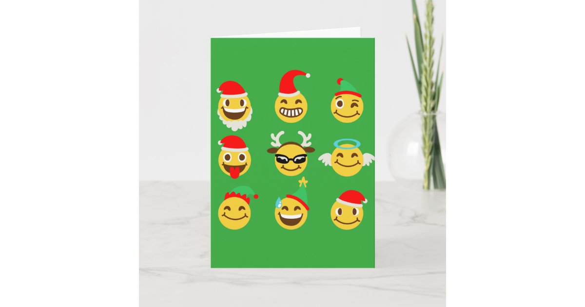 xmas emoji happy faces holiday card | Zazzle
