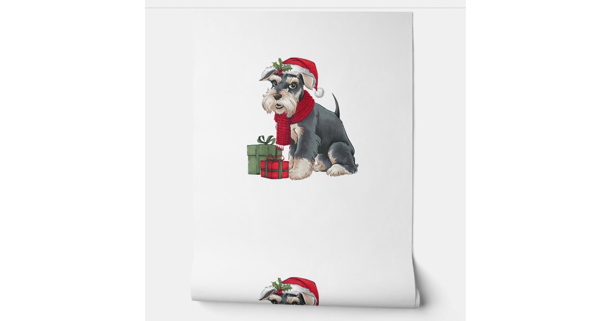 Xmas Holiday Santa Giant Schnauzer Dog Christmas Wallpaper | Zazzle