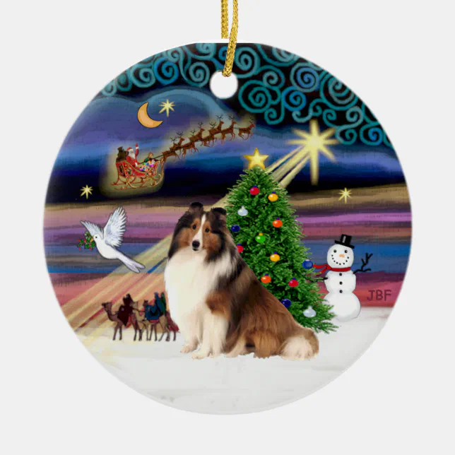 Xmas Magic - Sheltie #7 Ceramic Ornament | Zazzle