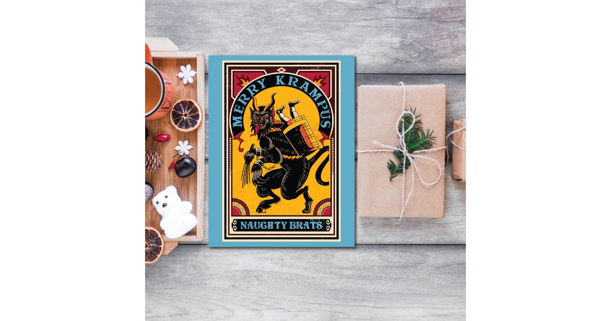 Xmas Merry Krampus Naughty Brats Circus Poster Holiday Card Zazzle