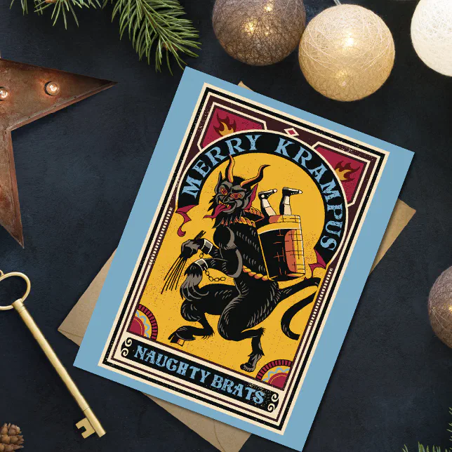 Xmas Merry Krampus Naughty Brats Circus Poster Invitation Postcard | Zazzle