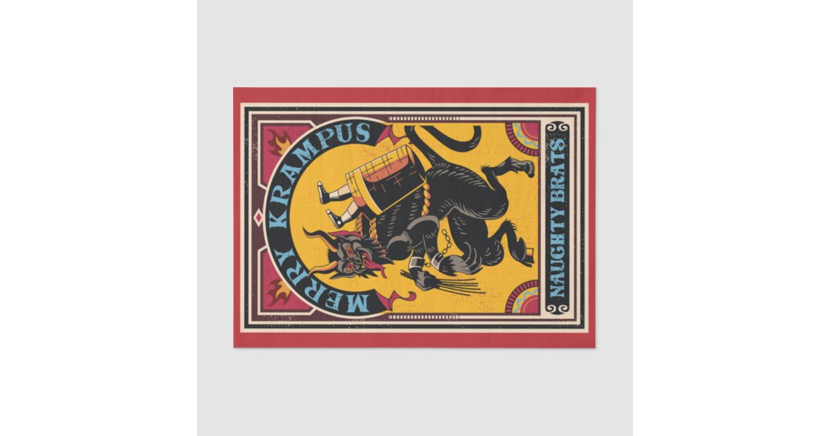 Xmas Merry Krampus Naughty Brats Circus Poster Tissue Paper | Zazzle