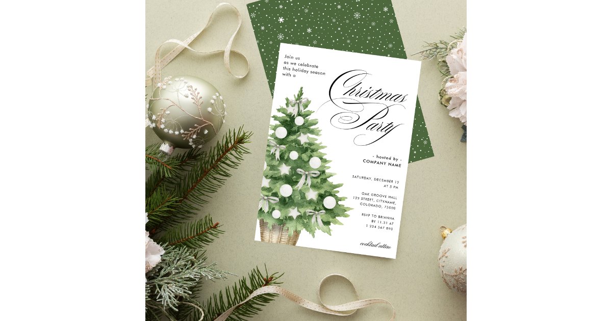 Xmas Tree Corporate Company Office Christmas Party Invitation | Zazzle