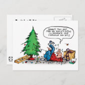Xmas Tree Fight Holiday Postcard | Zazzle