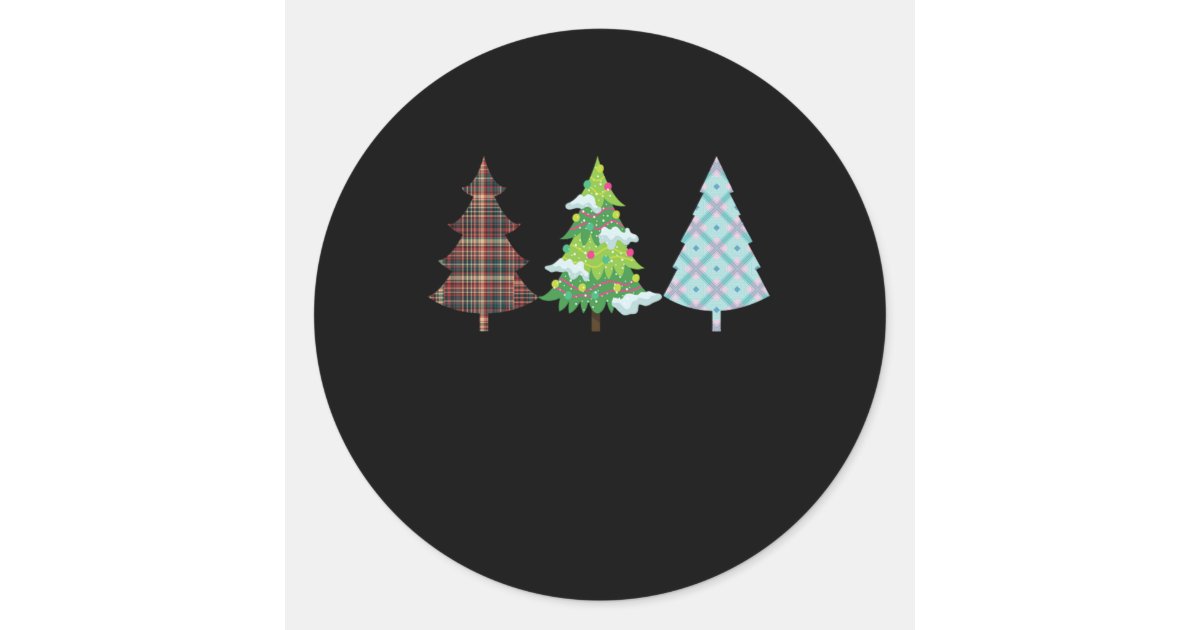 Xmas Tree Pattern Christmas Advent New Year T Classic Round Sticker Zazzle