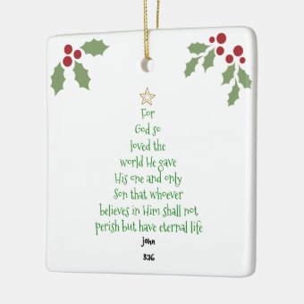 Xmas Tree Scripture Verse (John 3:16) Ceramic Ornament | Zazzle