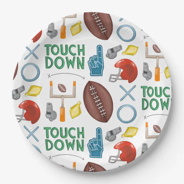 XO Football Season Touchdown First Down Tailgate Paper Plates | Zazzle