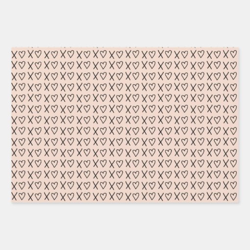 Xo Valentines Hearts Pattern Wrapping Paper Sheets | Zazzle