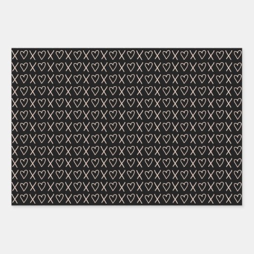 Xo Valentines Hearts Pattern Wrapping Paper Sheets | Zazzle