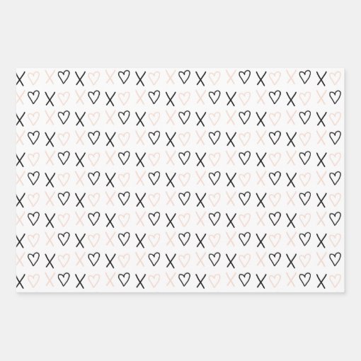 Xo Valentines Hearts Pattern Wrapping Paper Sheets | Zazzle